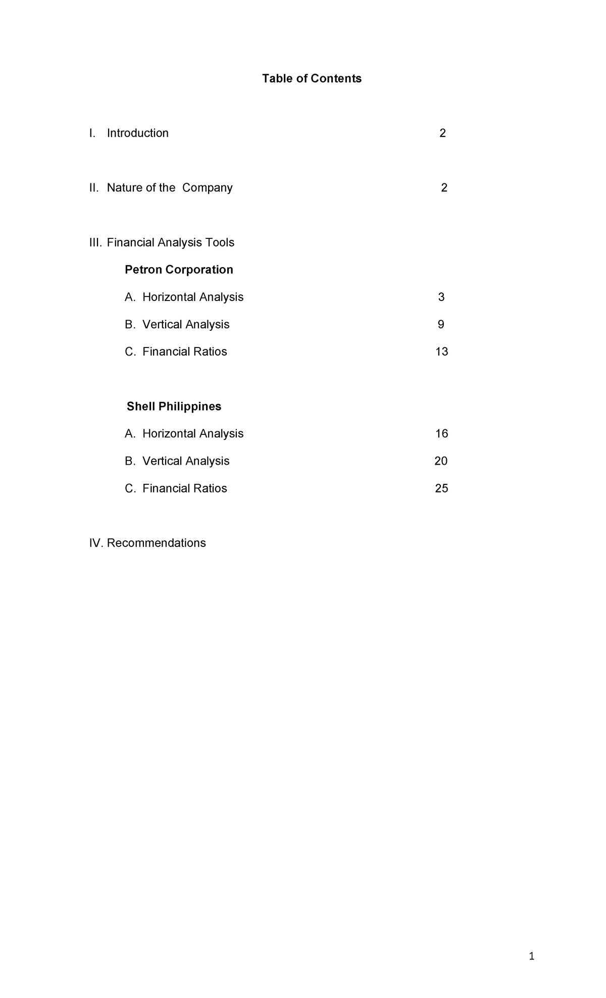 Accounting Petron and Shell Part 1 - Table of Contents I. Introduction ...