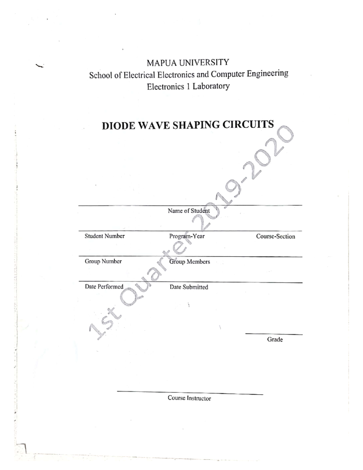 Expt 02 Diode-WAVE- Shaping- Circuits - education - Studocu