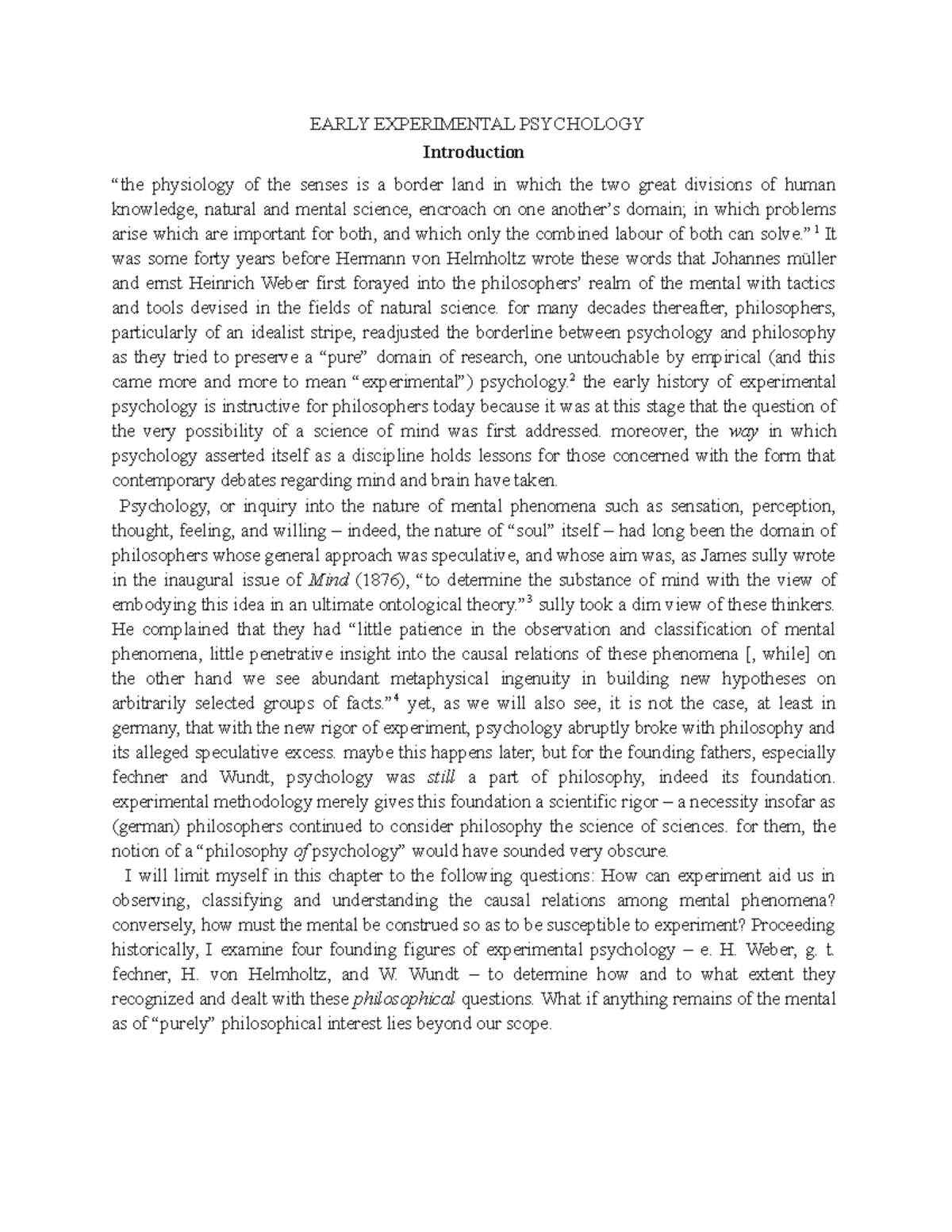 Early Experimental Psychology - EARLY EXPERIMENTAL PSYCHOLOGY ...