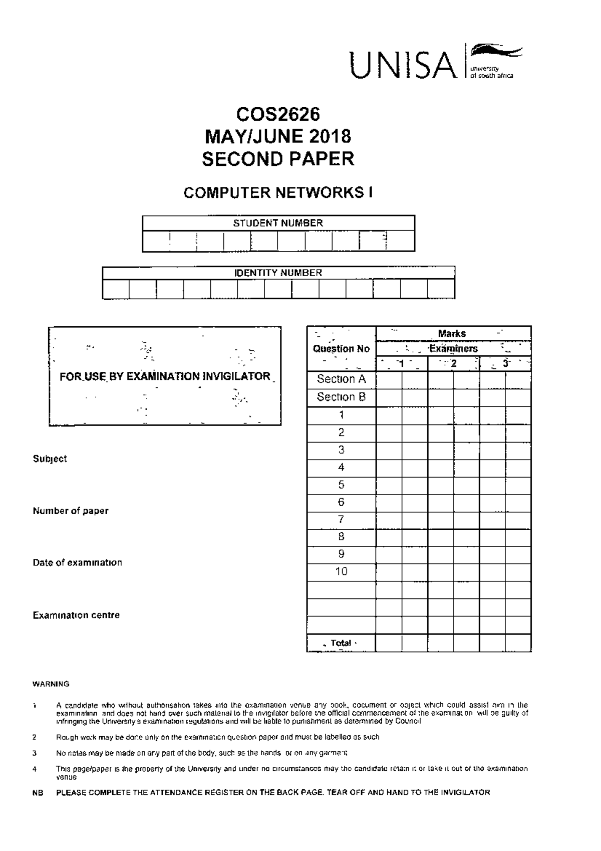 COS2626 2018 6 E 2 - assignment 1 - INF2603 - Studocu