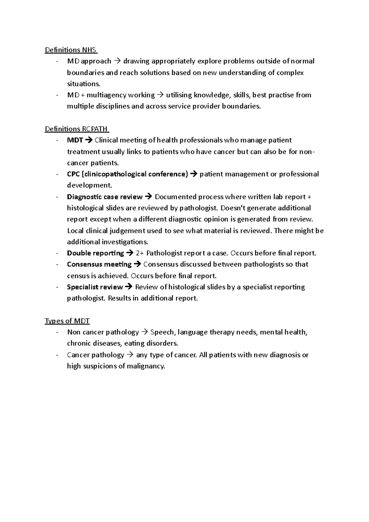 MDT - Definitions of MDT - Definitions NHS - MD approach drawing ...