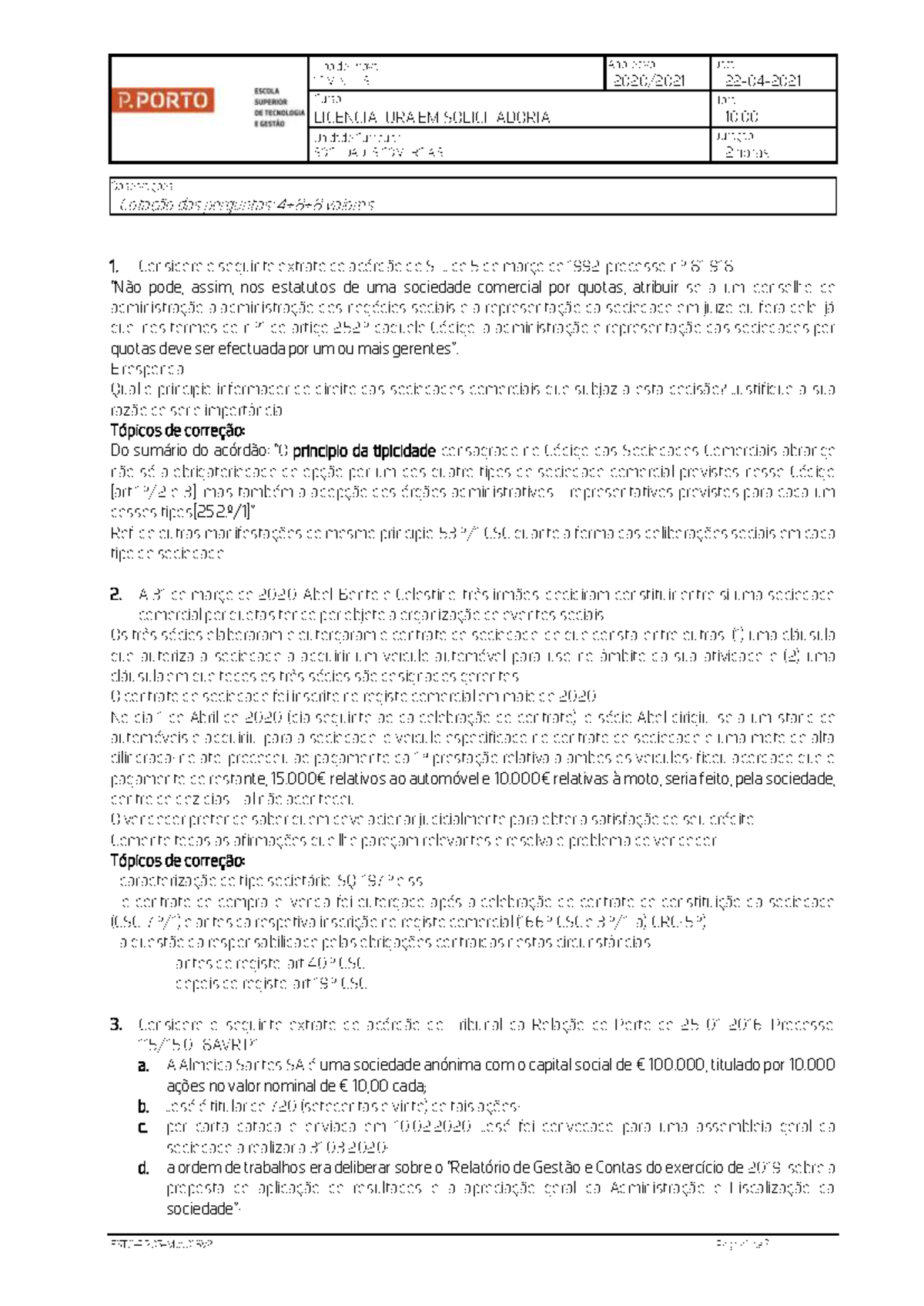 1.Mini Teste.SC - Livro - Tipo de Prova 1.º MINI TESTE Ano letivo 2020 ...