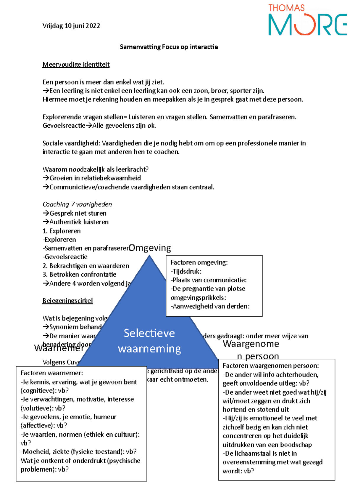Samenvatting Focus op interactie - Samenvatting Focus op interactie Meervoudige identiteit Een ...
