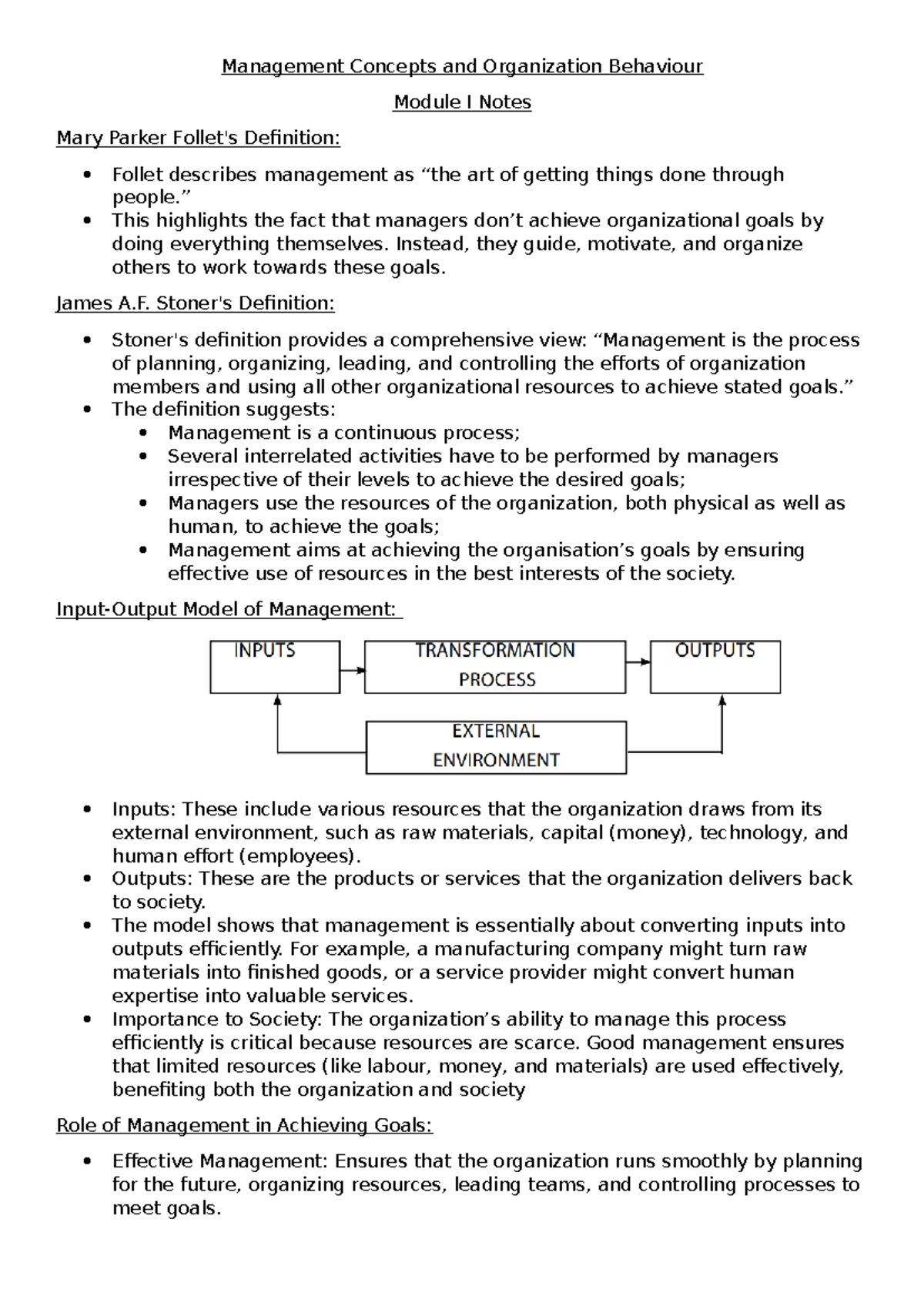 MCOB module 1 notes - Management Concepts and Organization Behaviour ...