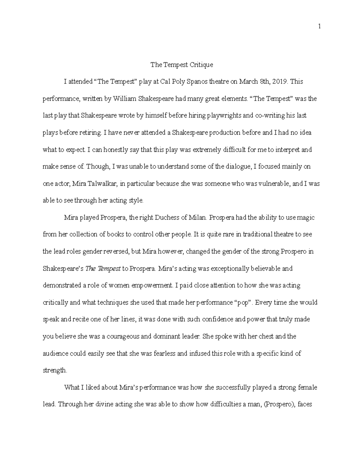The Tempest Paper - Written by William Shakespeare - 1 The Tempest ...