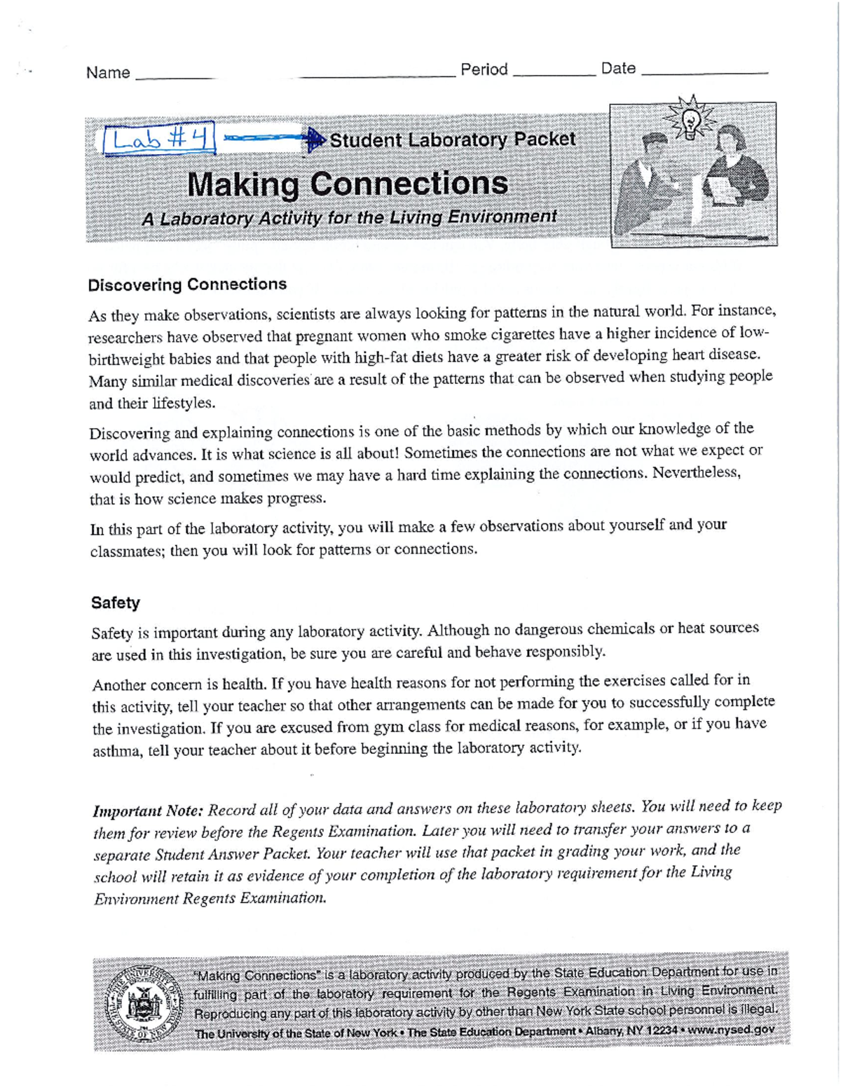 Lab #4 Making Connections - Name Period Date Lab 4 Student Laboratory ...