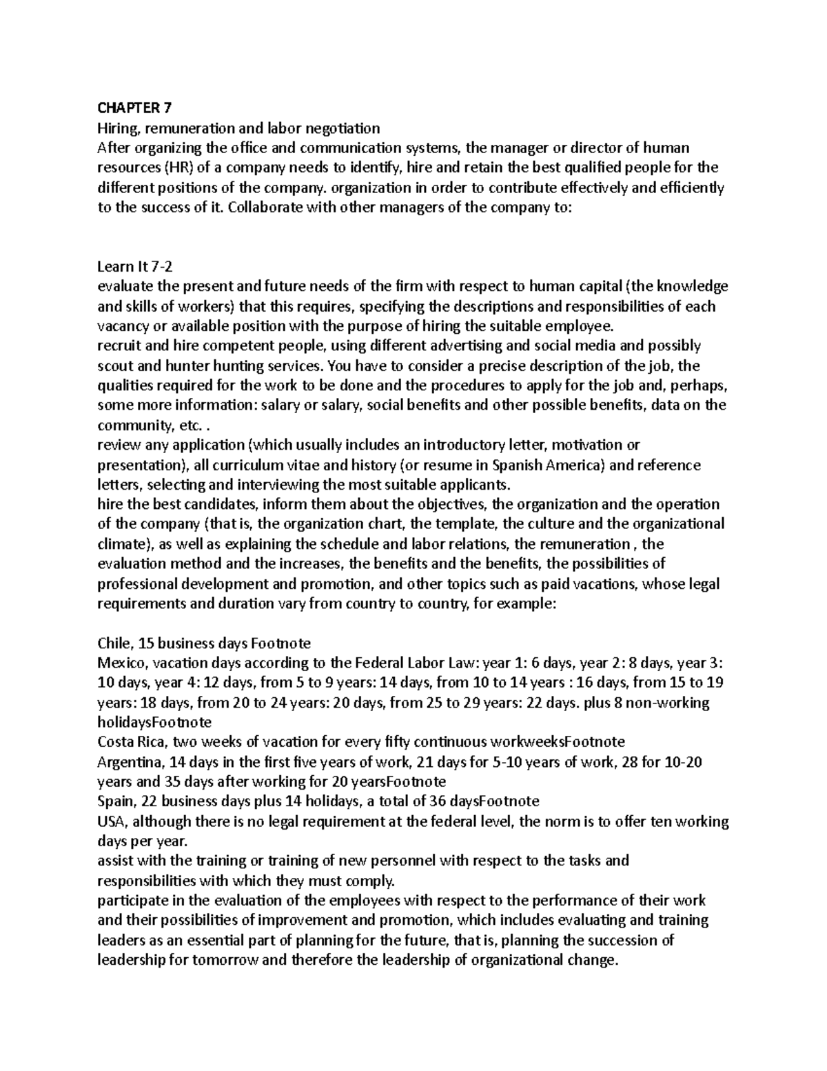 FLSP4310 test 2 ch 7 - Lecture notes chapter 7 - CHAPTER 7 Hiring ...