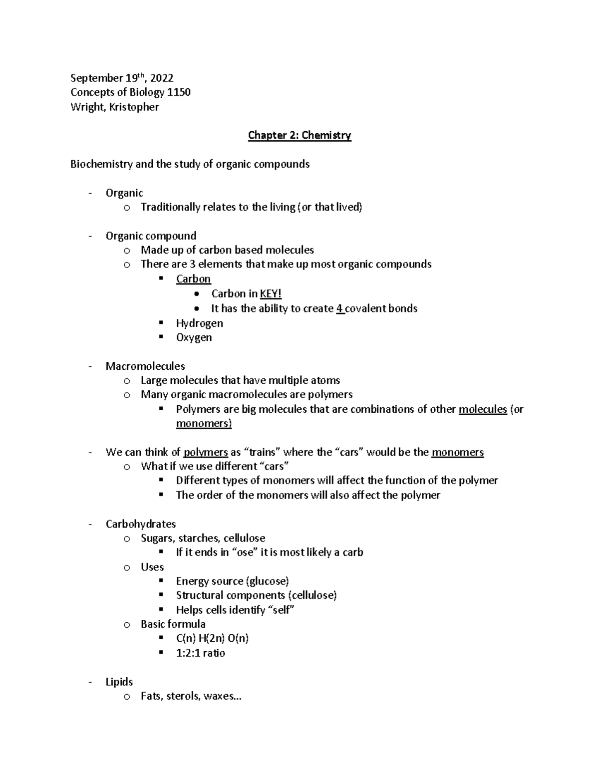 09-19-22 Biology chapter 2 - September 19Concepts of Biology 1150th ...