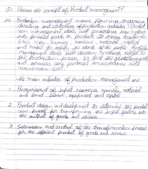 POM Question Bank - BBA 1st Year Question Bank Production and Operation ...