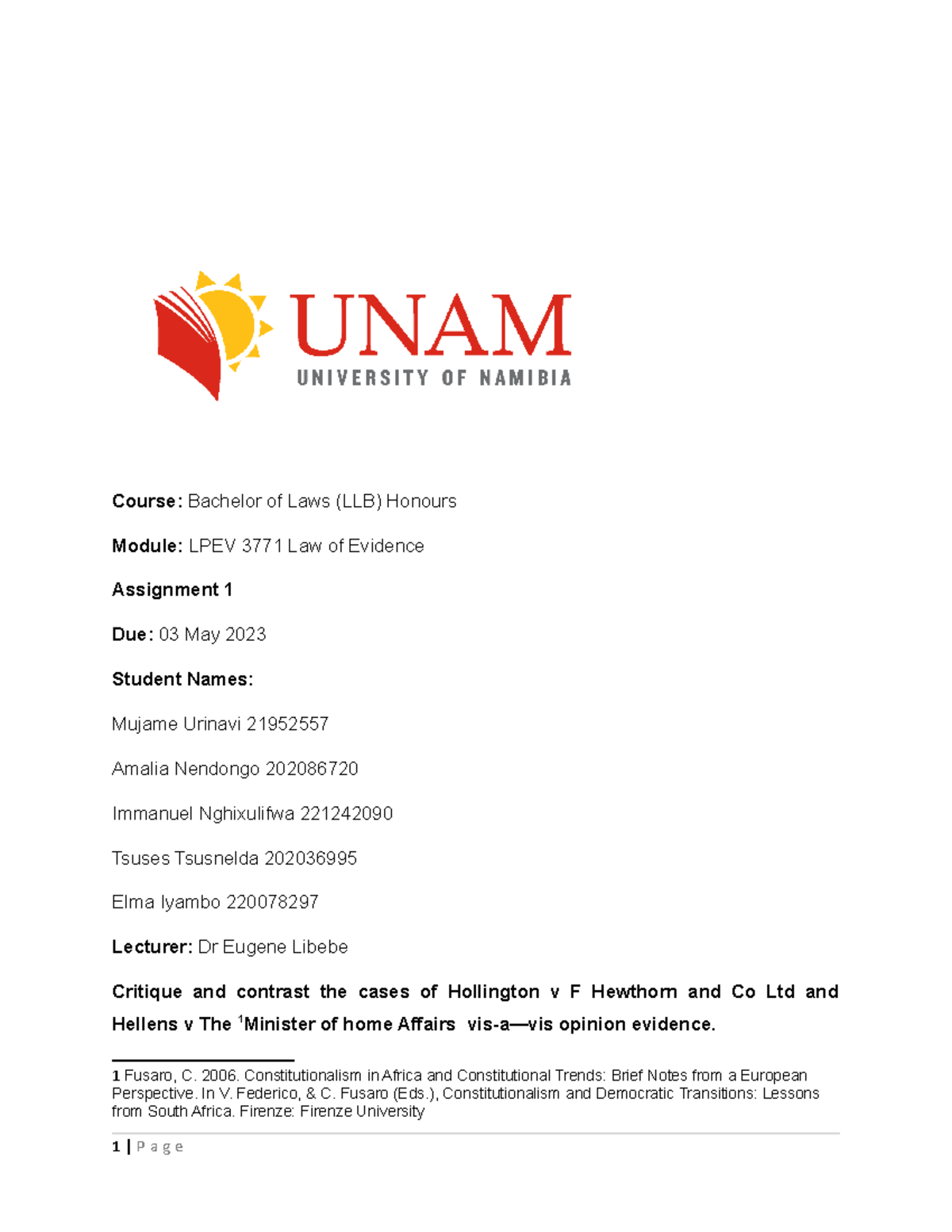 First part done - kjh - Course: Bachelor of Laws (LLB) Honours Module ...