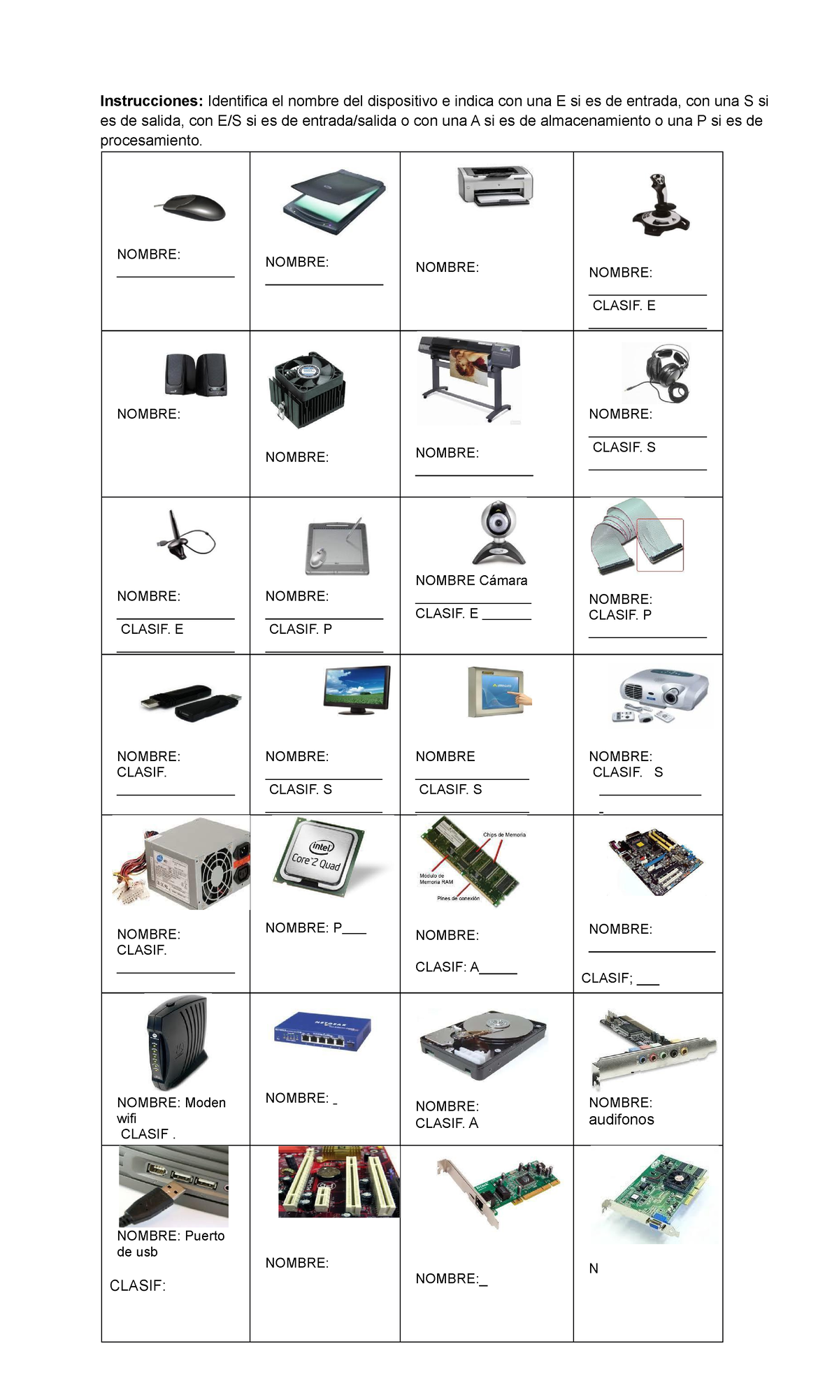 Tarea #2 Conceptualización Hardware - Instrucciones: Identifica el ...