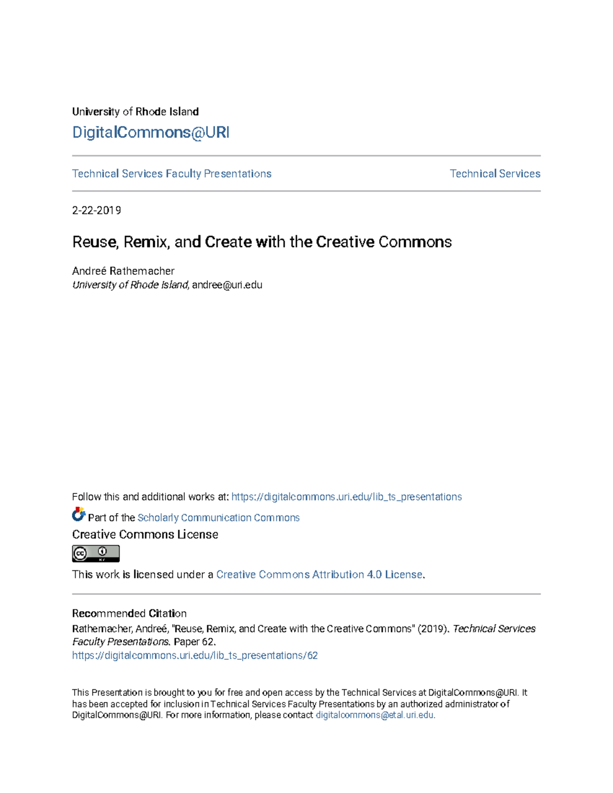 Reuse Remix and Create with the Creative Commons - uri/lib_ts ...