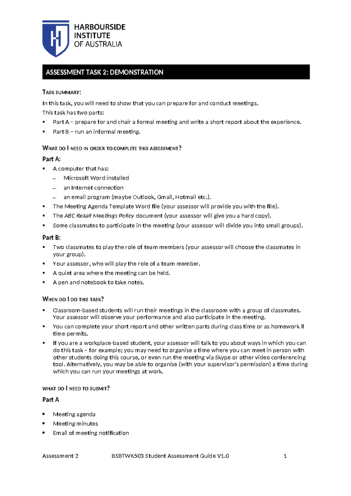 Bsbtwk 503 Assessment Task 2 v1 - ASSESSMENT TASK 2: DEMONSTRATION TASK ...