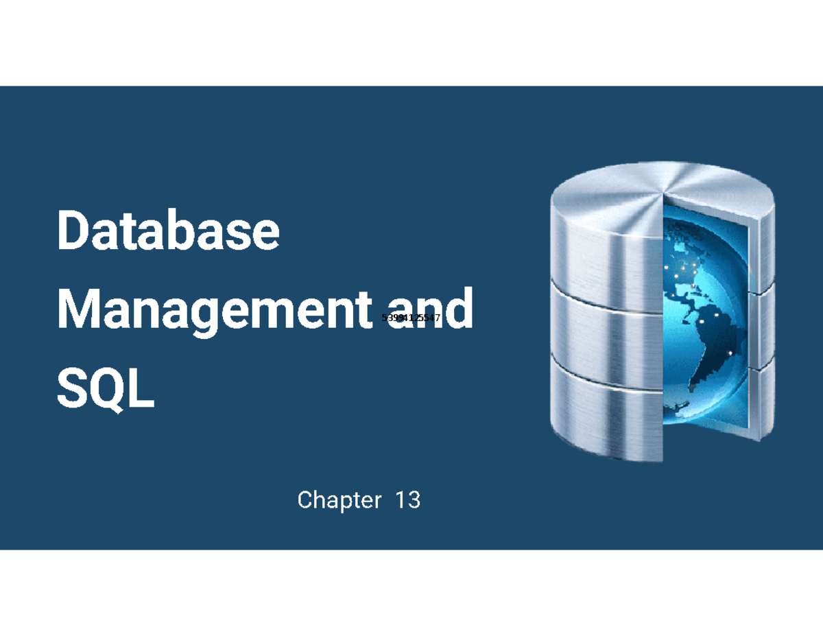 Chpter 13 - ythhytggryh - Database Management and SQL Chapter 13 ...