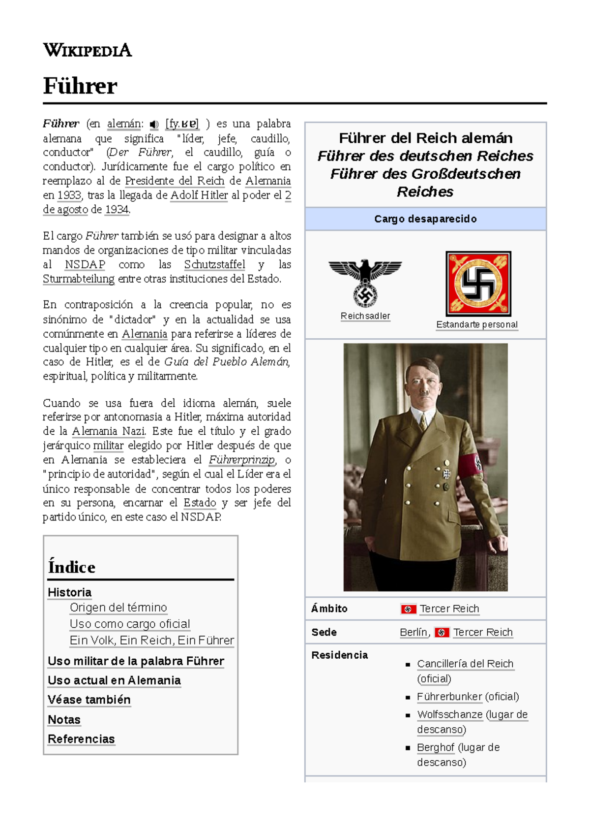 Führer - Führer del Reich alemán Führer des deutschen Reiches Führer ...