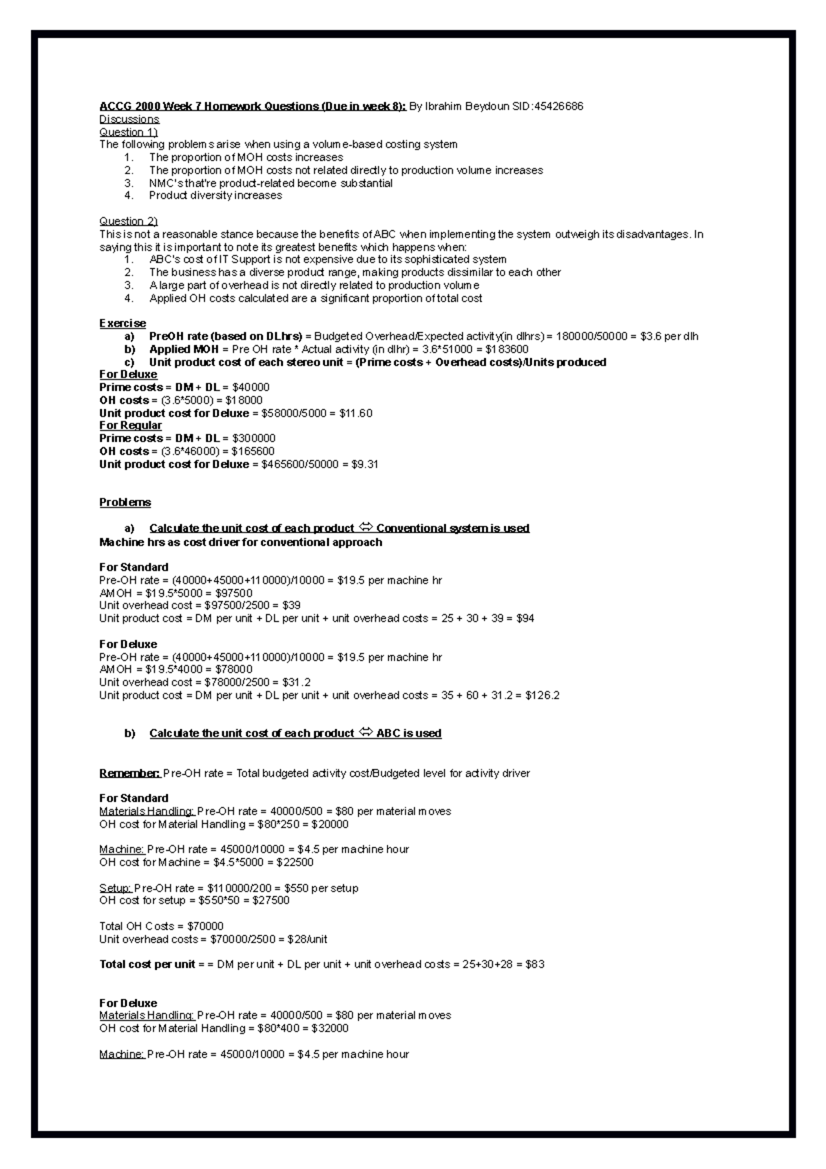 ACCG Homework - decent information hd - ACCG 2000 Week 7 Homework Questions (Due in week 8): By ...
