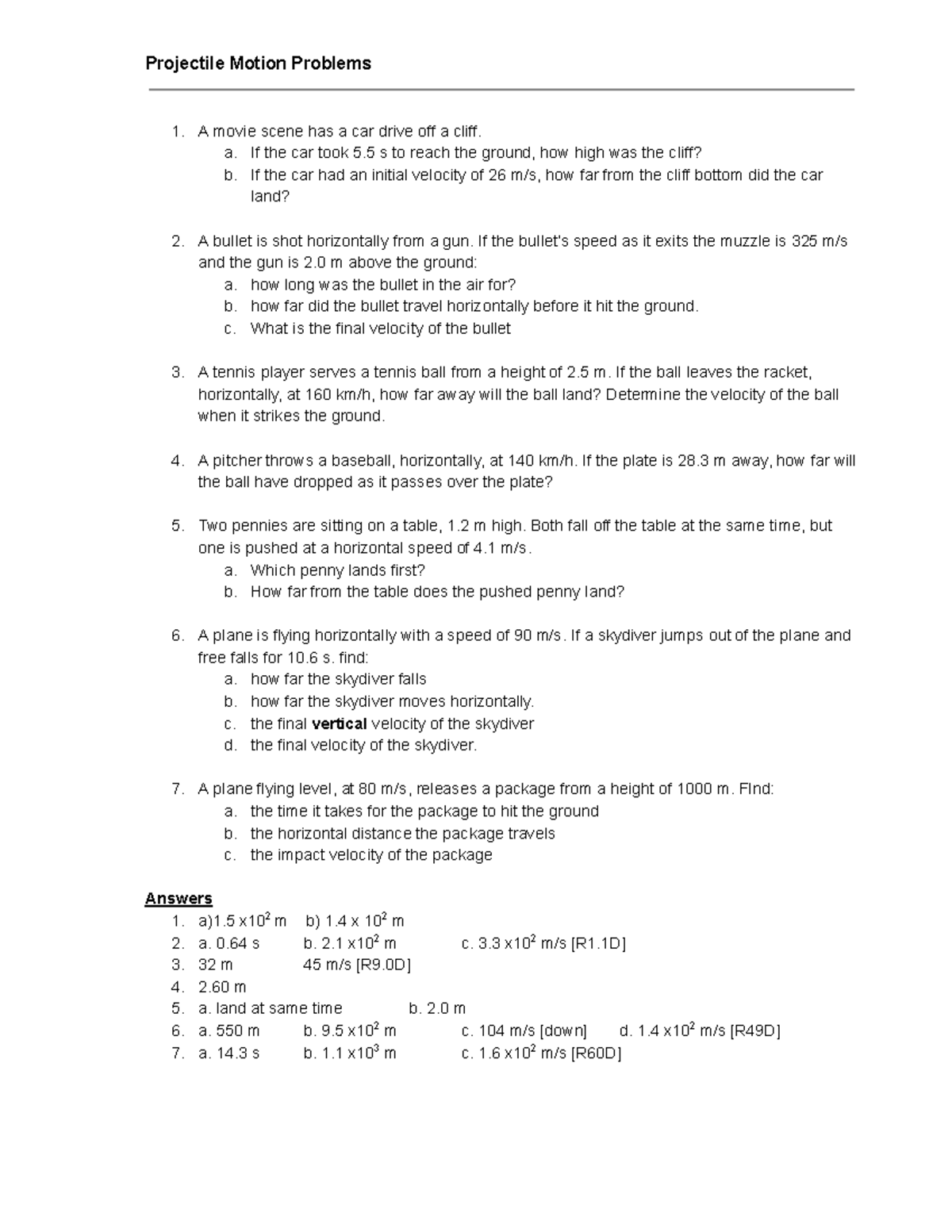 Projectile Motion Questions - Projectile Motion Problems A movie scene ...