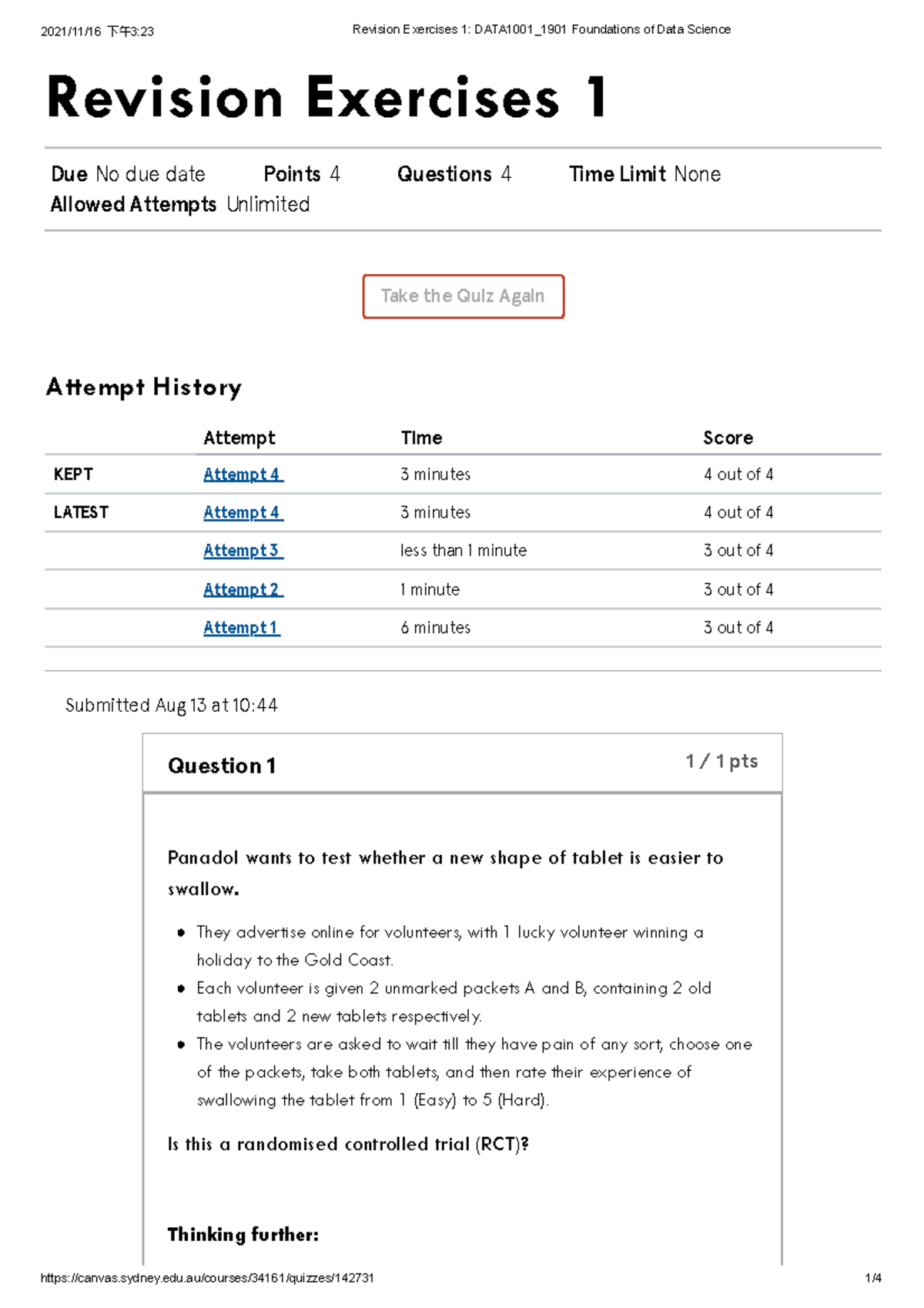 Revision Exercises 1: DATA1001_1901 Foundations of Data Science - Studocu