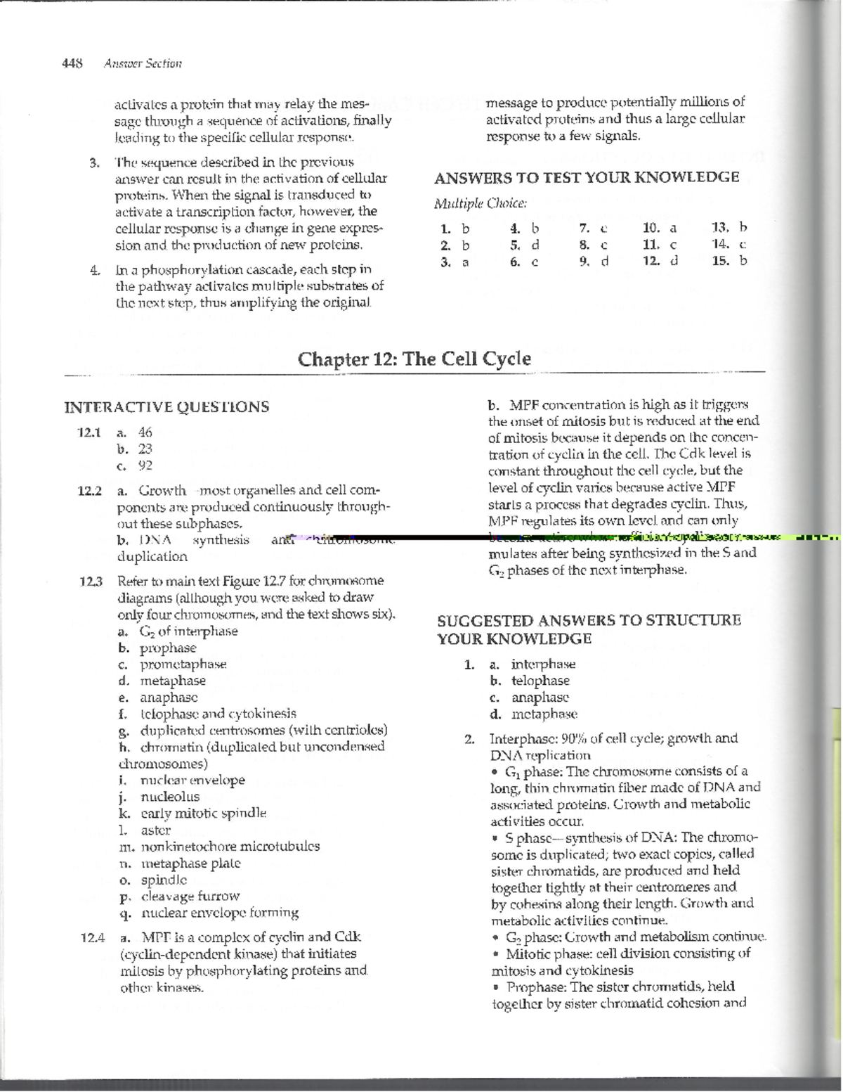 Chapter 12 Answer Key - Lecture notes 12 ans - BIO101 - Studocu