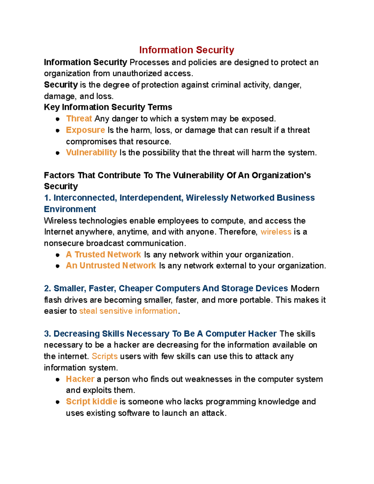 Infs ch 4 - Summary Digital Transformation - Information Security Information Security Processes ...