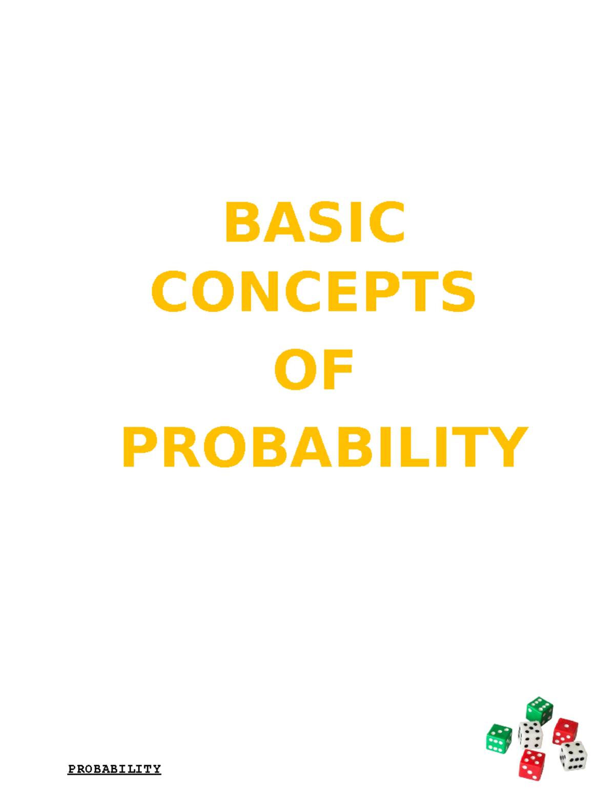 Basic Concepts of Probability - BASIC CONCEPTS OF PROBABILITY ...