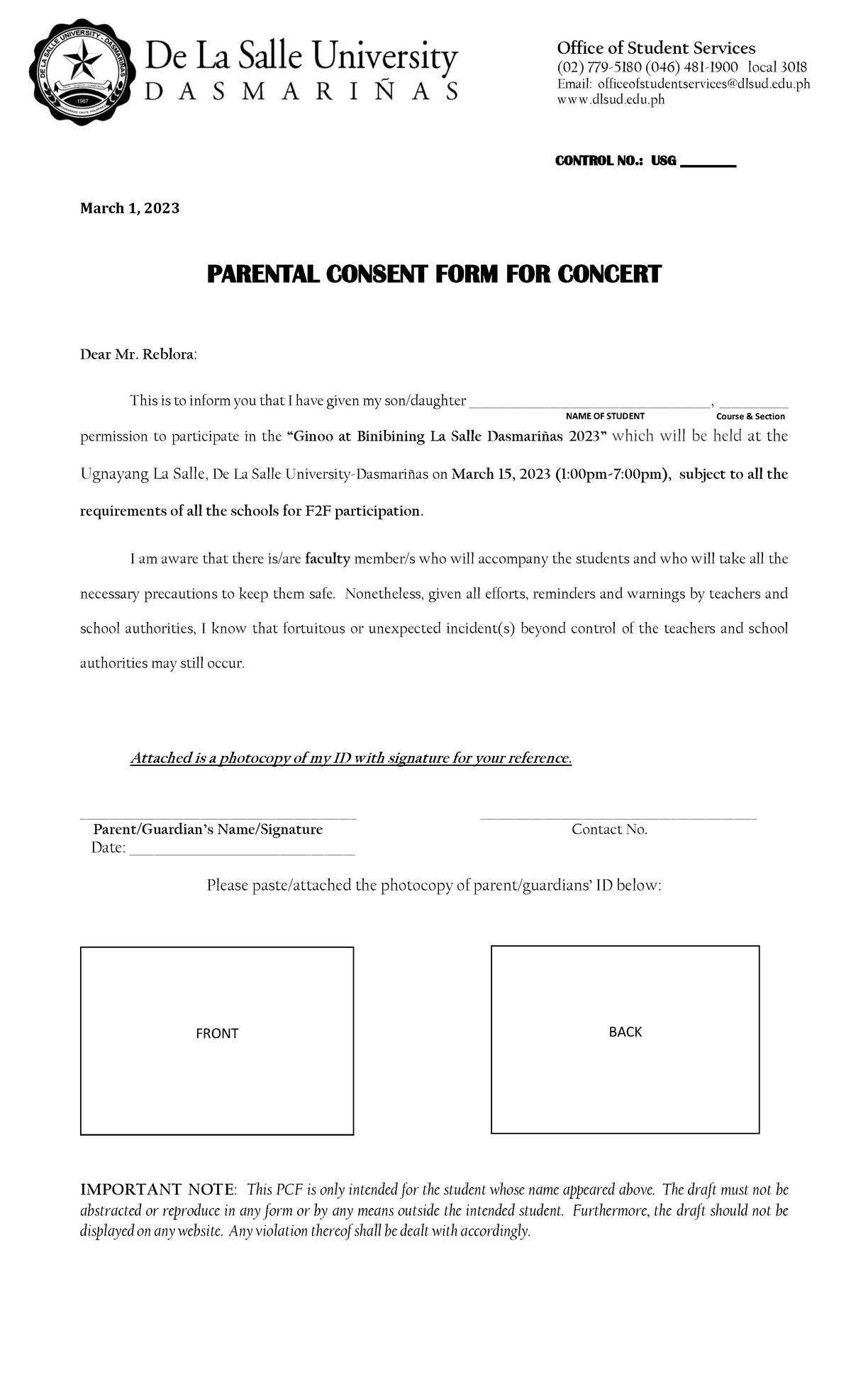 PCF FOR Ginoo AT Binibining LA Salle - Office of Student Services (02 ...