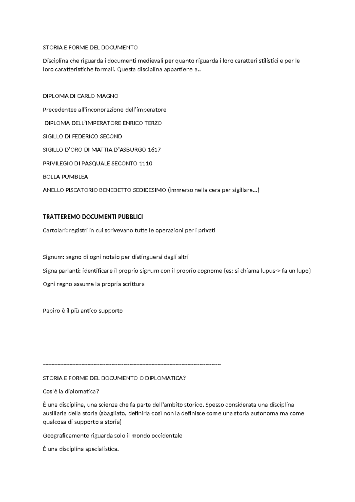 Storia E Forme DEL Documento - STORIA E FORME DEL DOCUMENTO Disciplina ...