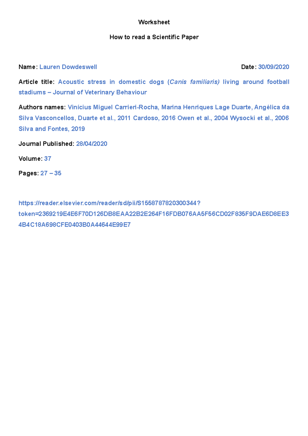 How to read a scientific paper worksheet - Worksheet How to read a ...