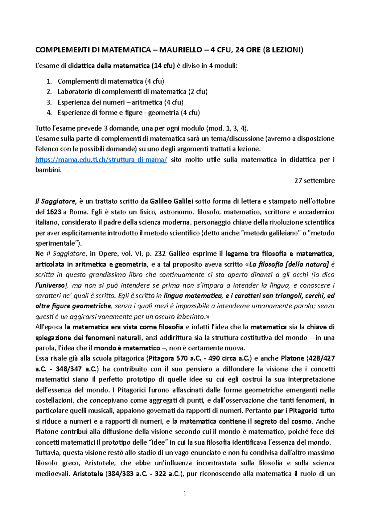 Sbobinature Complementi DI Matematica mod1 2 - COMPLEMENTI DI ...