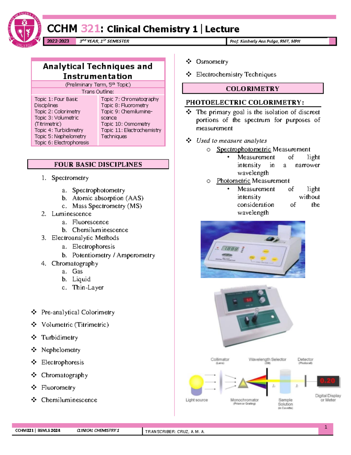 Clinical Chemistry Lecture 5 - CCHM321 | BSMLS 2024 CLINICAL CHEMISTRY ...
