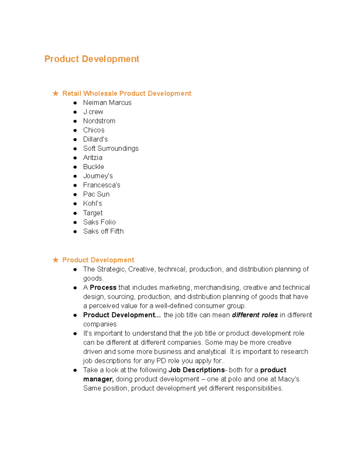 Product Development - A Process that includes marketing, merchandising ...