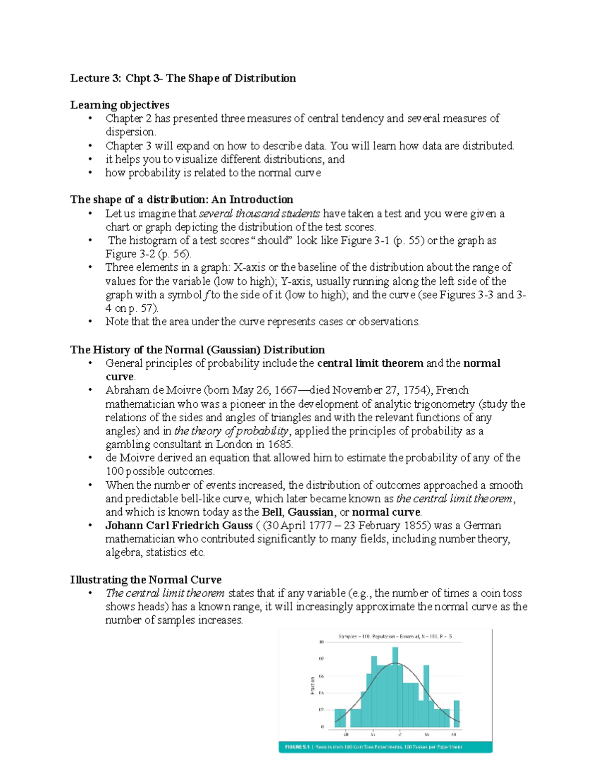 Lecture 3- The shape of distribution - Lecture 3: Chpt 3- The Shape of ...