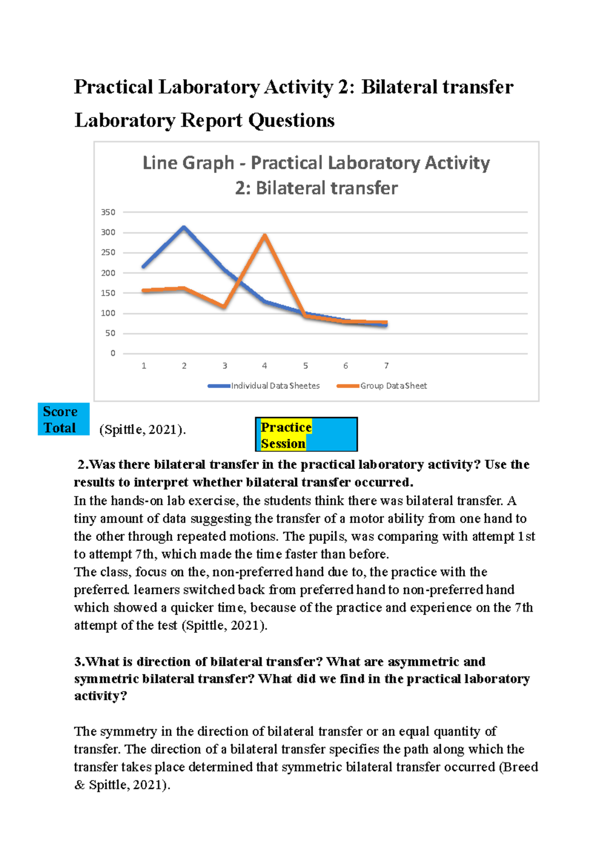 Assessment 3 Practical Laboratory Activity 2 Bilateral transfer ...