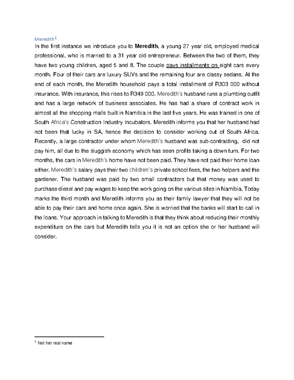 Meredith v1 - Case Law - Meredith 1 In the first instance we introduce ...