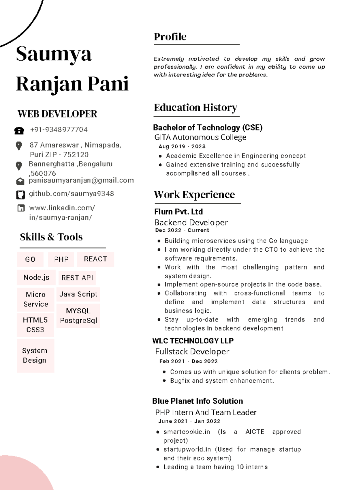 Sam-updated-resume - Dece - GO PHP Node REACT REST API System Design ...