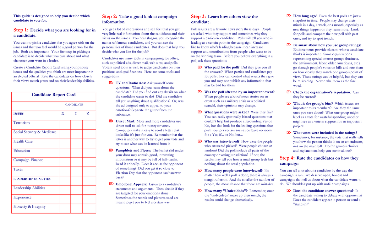 A brochure on how to pick the right candidate 2018 - Politics ...