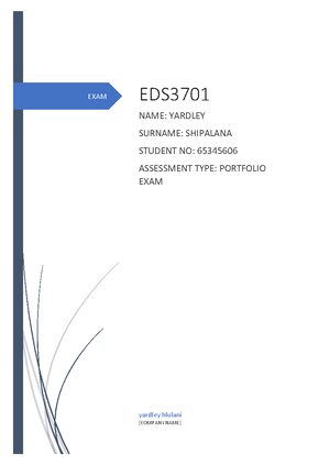 EDS3701 - Unisa - Educational Studies - Studocu