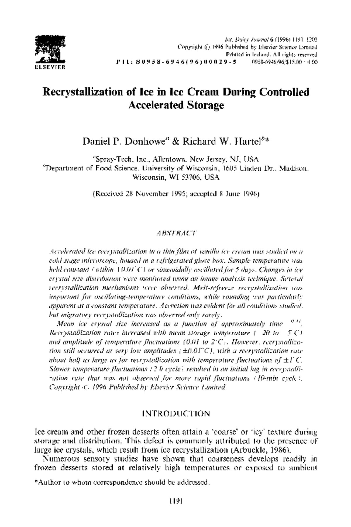 Recrystallization of ice in ice cream during controlled accelerated ...