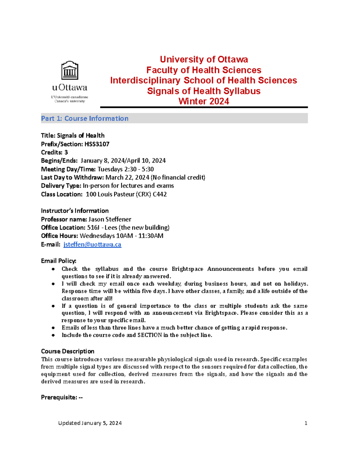 Steffener HSS 3107 Syllabus W2024 - University of Ottawa Faculty of ...