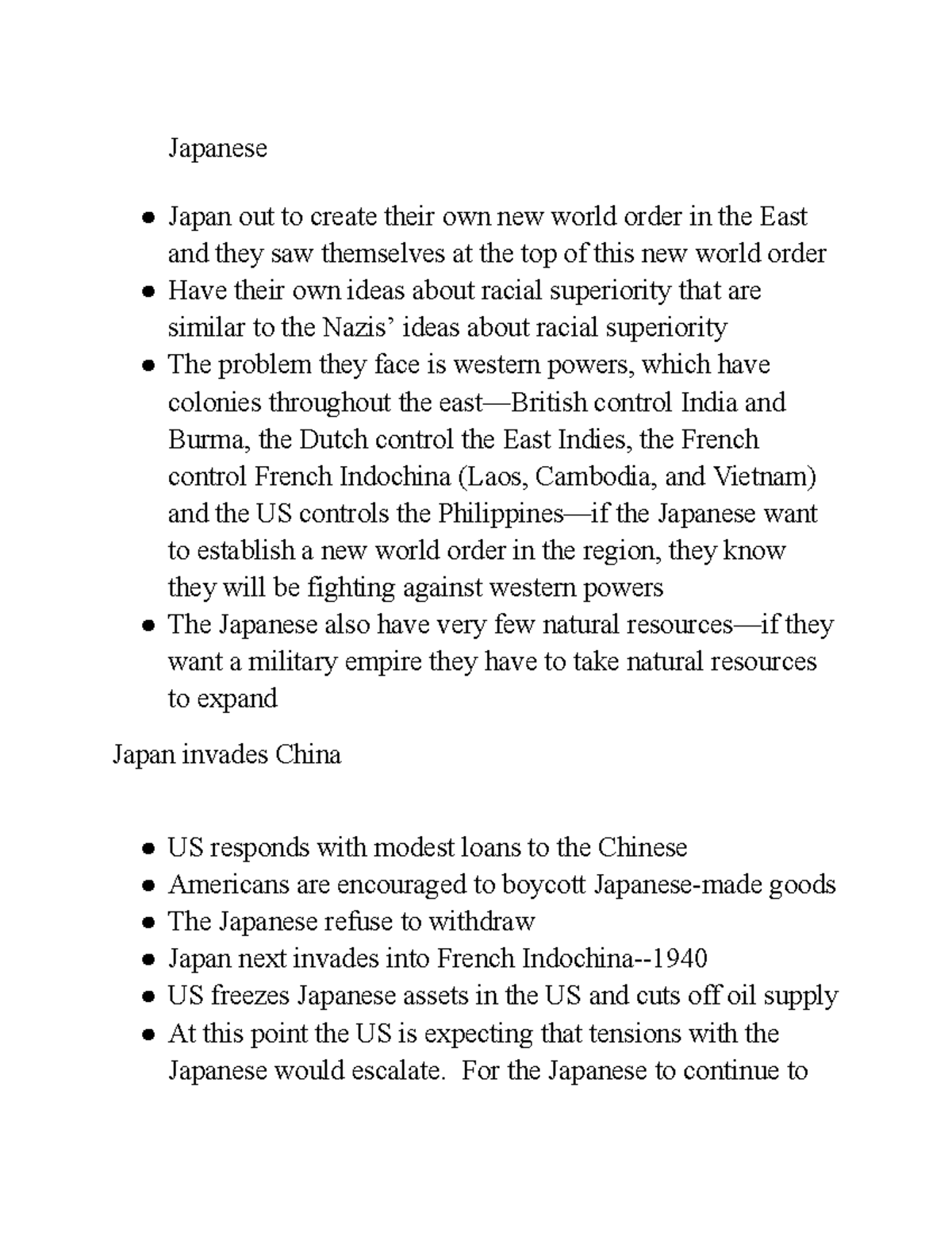 Japanese in the war - Google Docs - Japanese Japan out to create their ...
