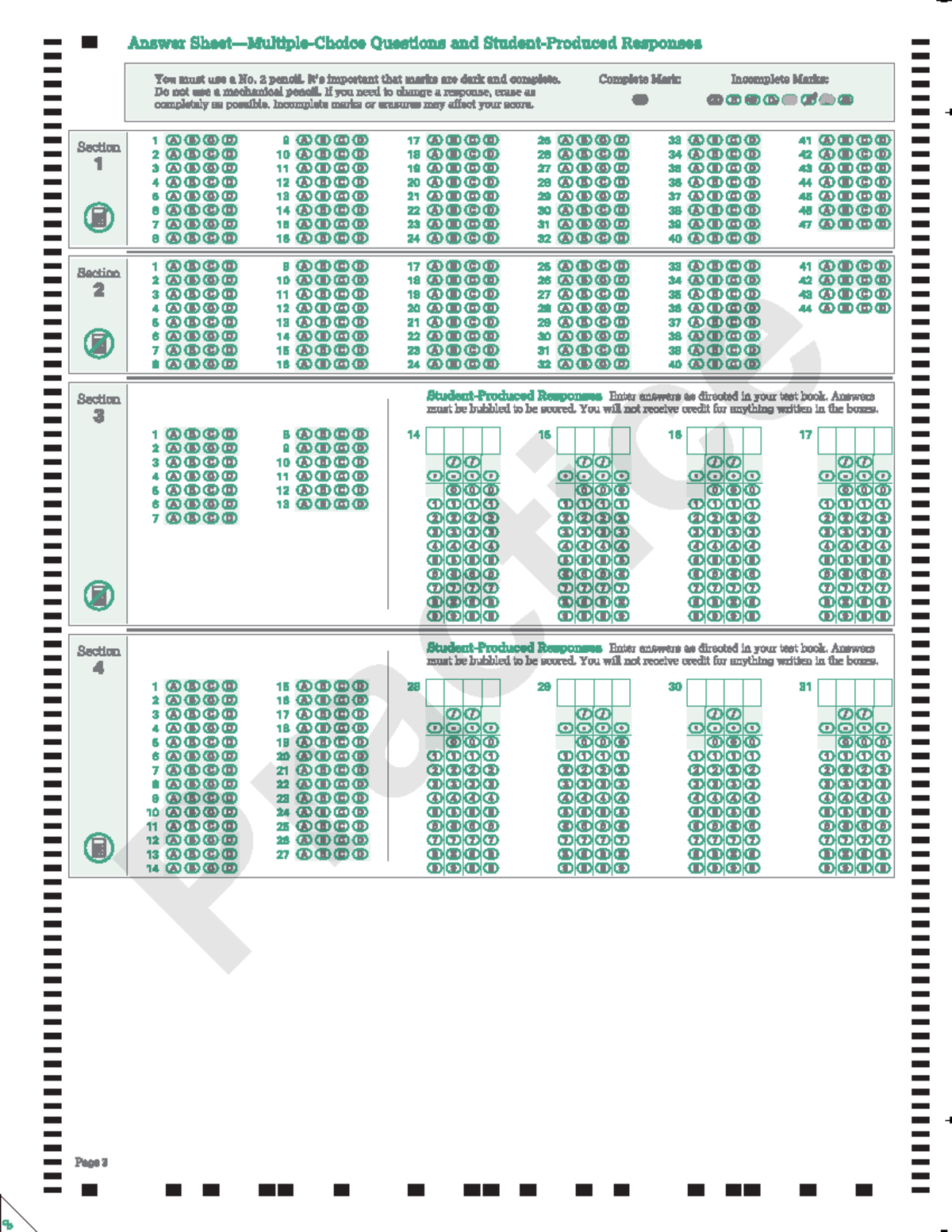 Psat nmsqt practice answer sheet - Practice - Studocu