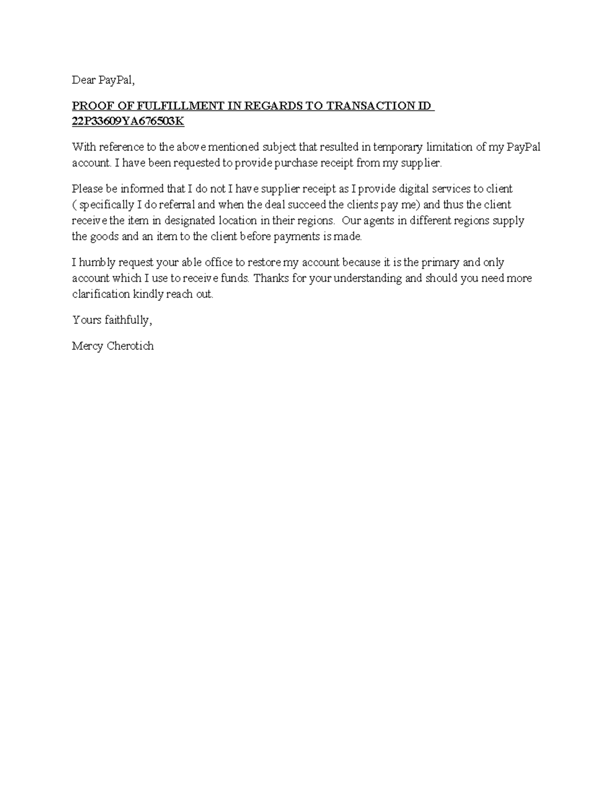 Dear Pay Pal - making claims - Dear PayPal, PROOF OF FULFILLMENT IN ...