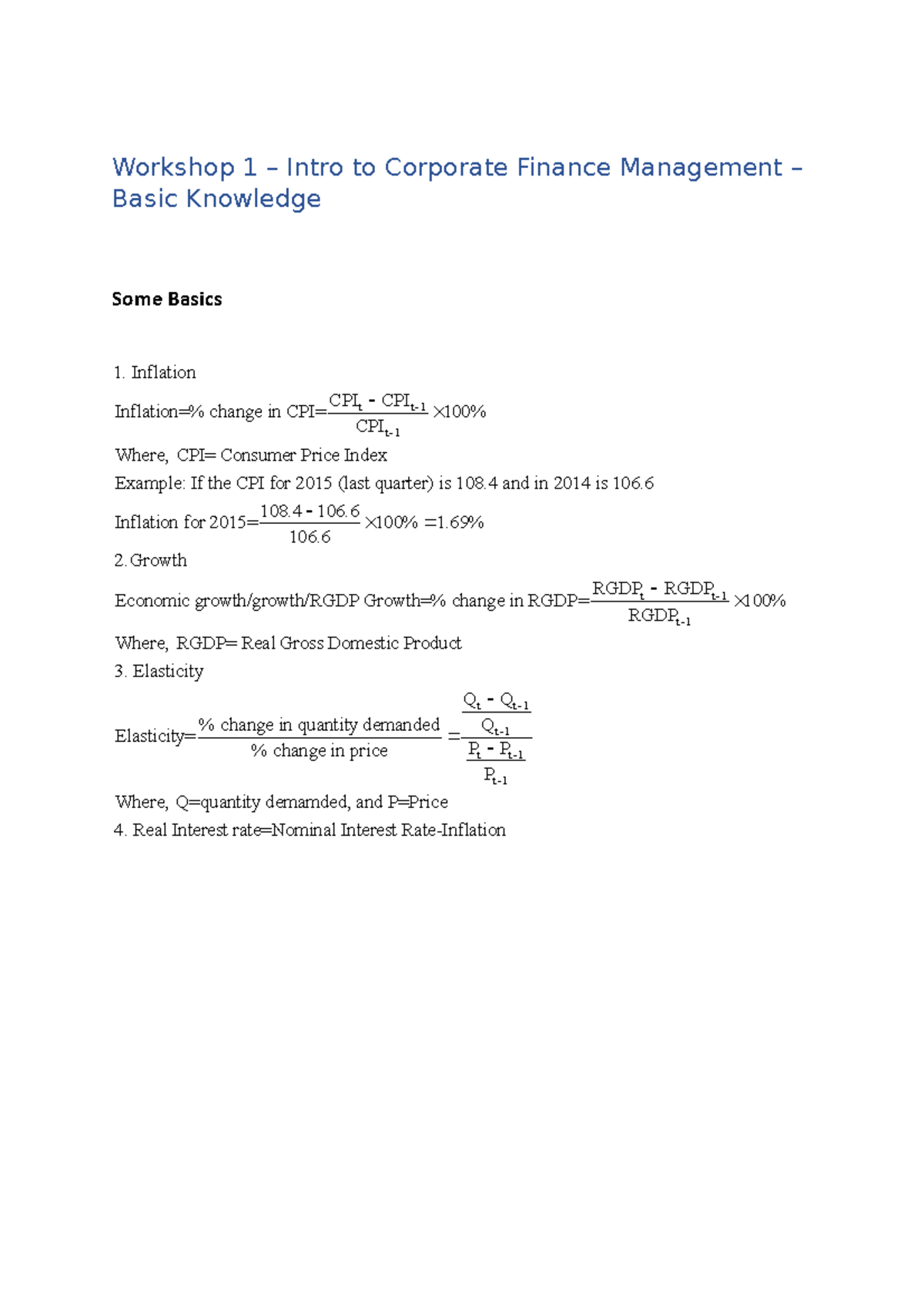 Final Exam Style Questions - Corporate Financial Management - Workshop ...