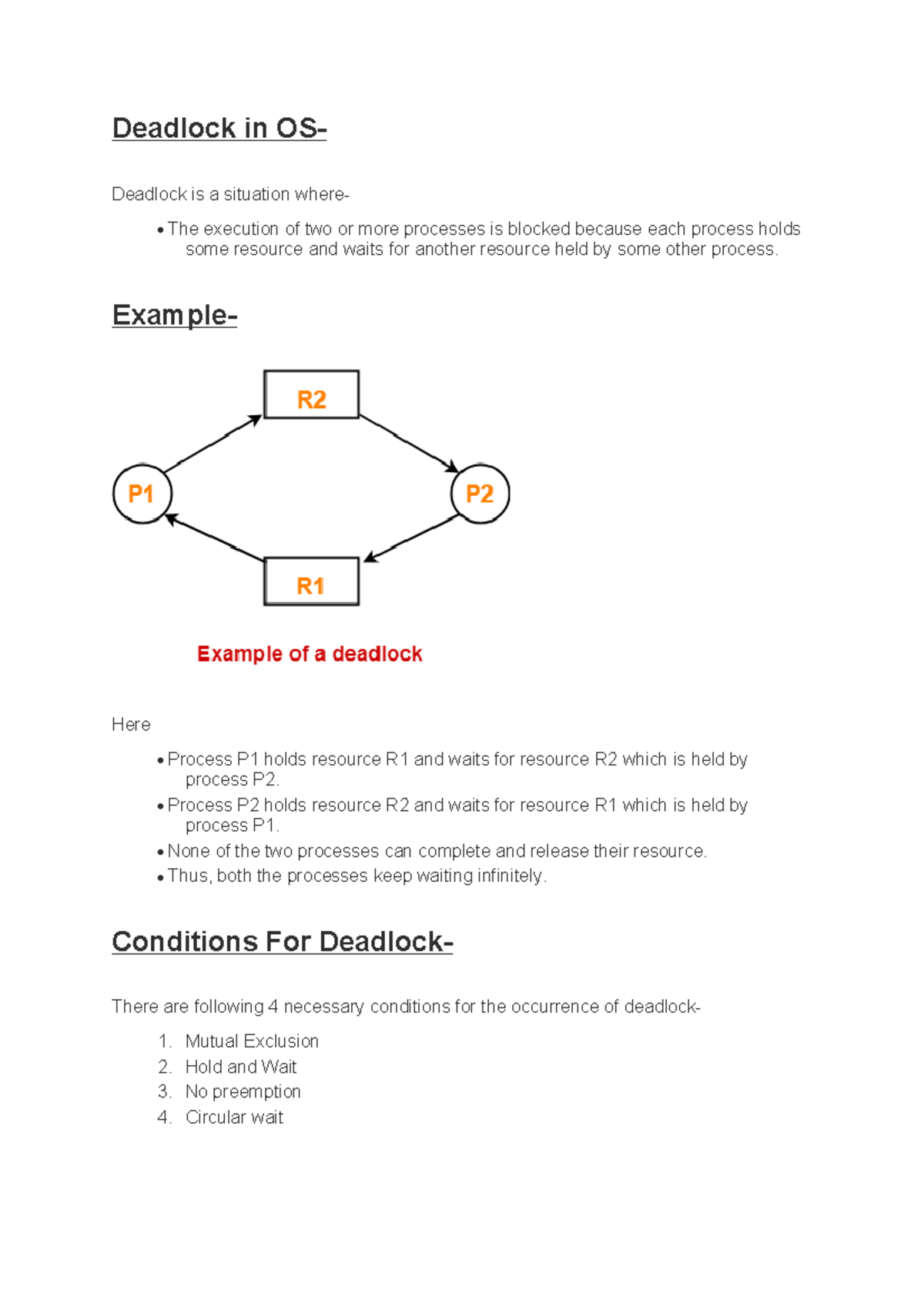 Deadlock in OS - Deadlock in OS- Deadlock is a situation where- The ...