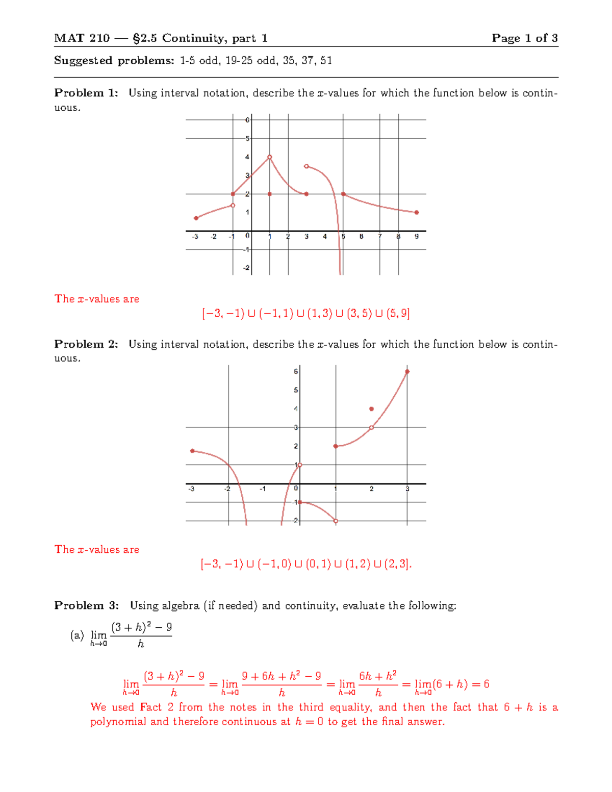 09-02 2.5 Continuity, part 1, Solutions - MAT 210 — §2 Continuity, part ...