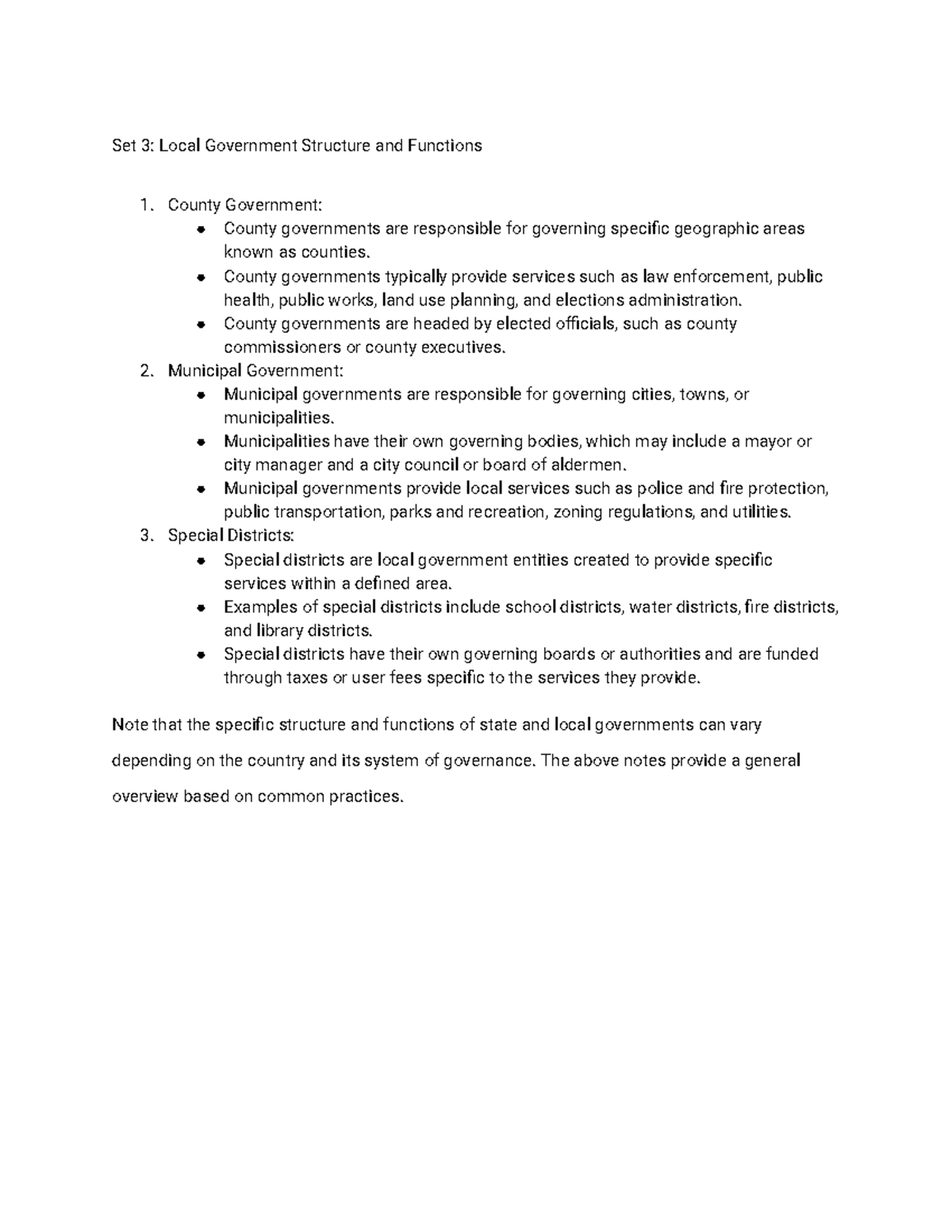 Set 3 Local Government Structure and Functions - Set 3: Local ...