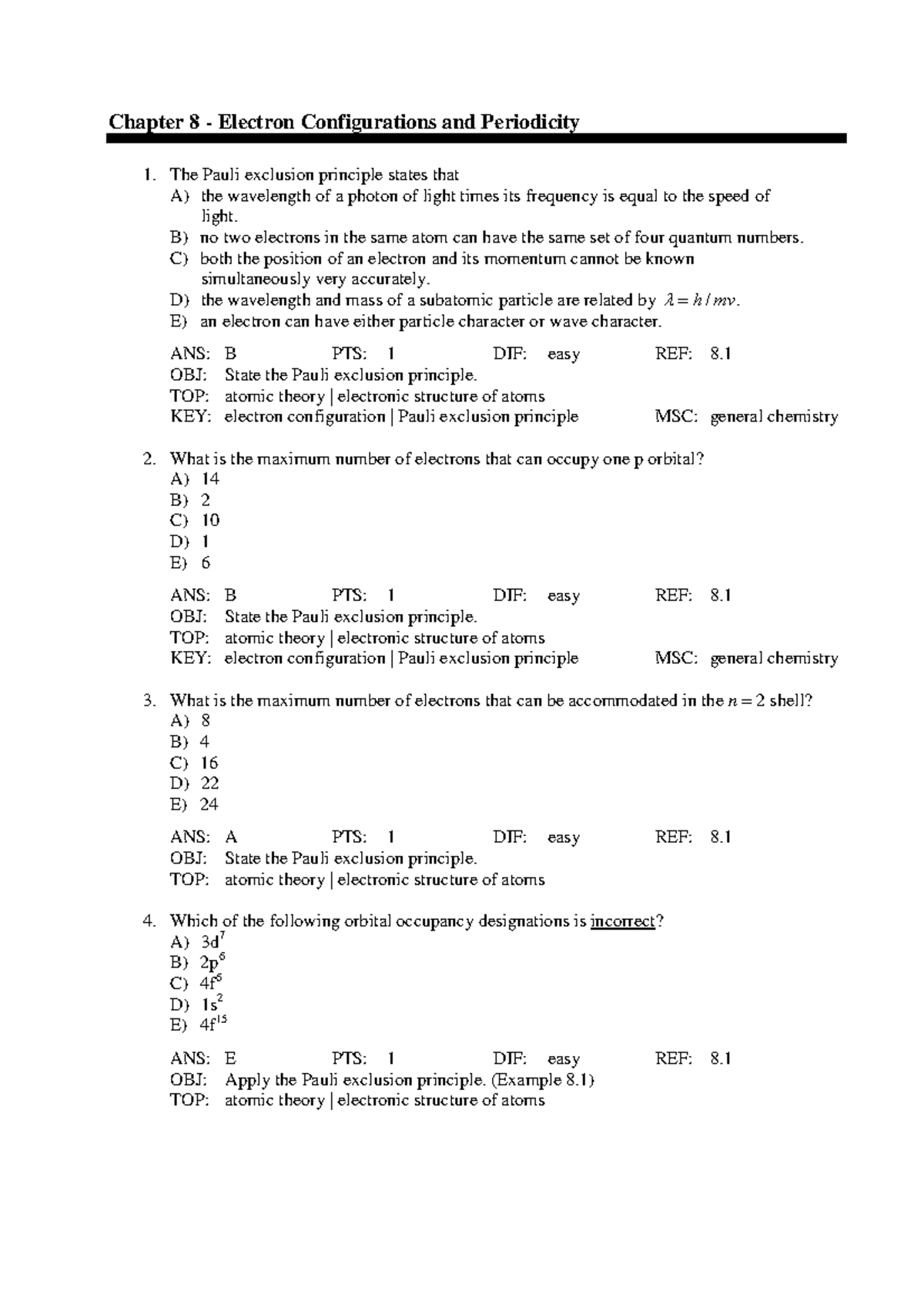 Chapter 8 - Electron Configurations and Periodicity - Chapter 8 ...