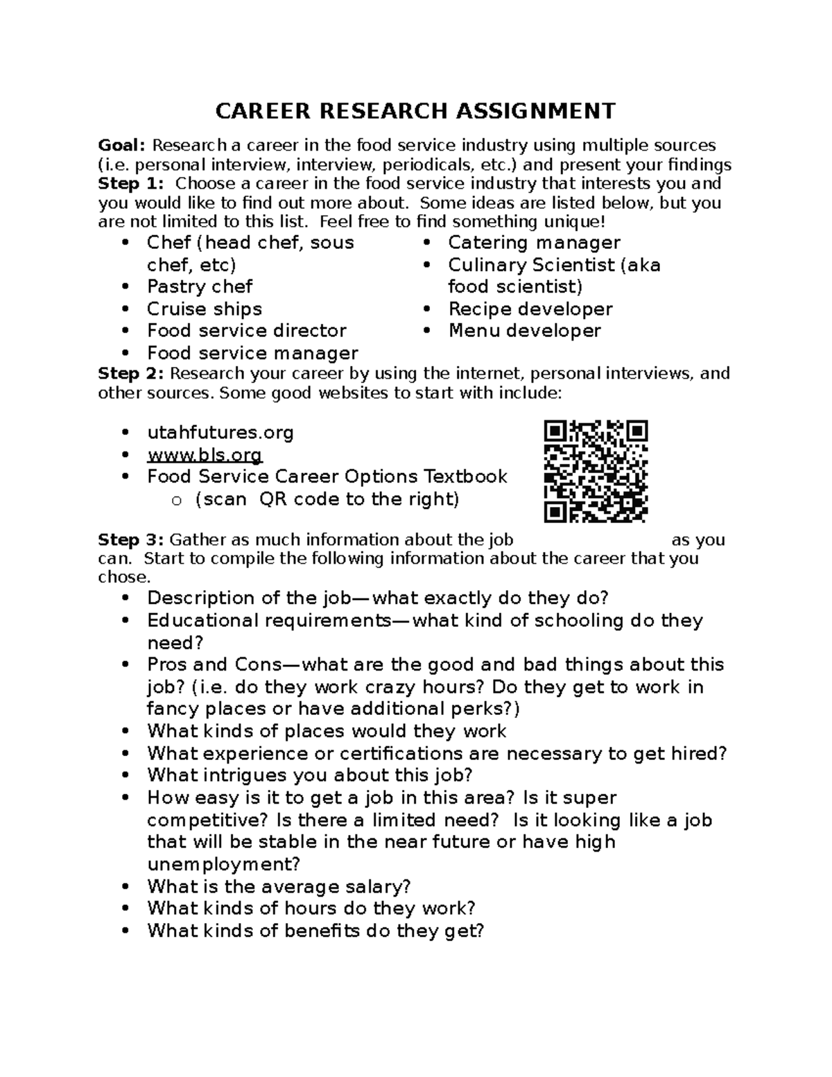 Career Research Assignment for english - CAREER RESEARCH ASSIGNMENT ...