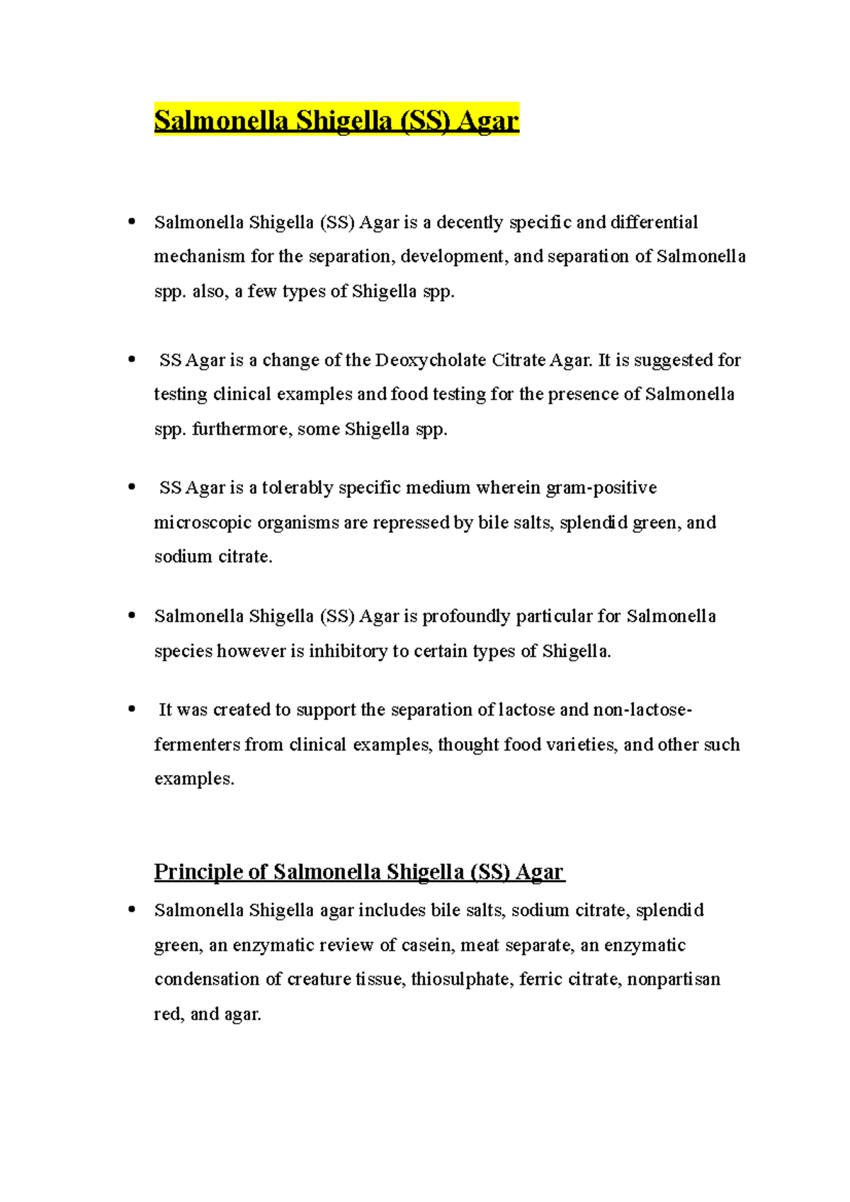 Salmonella Shigella agar - Salmonella Shigella (SS) Agar Salmonella ...