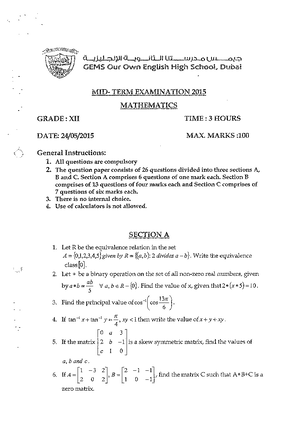 Mathematics Super 20 Sample Papers Term 2 Class 12 WWW - D:\Pardeep\Working\Pardeep - Studocu